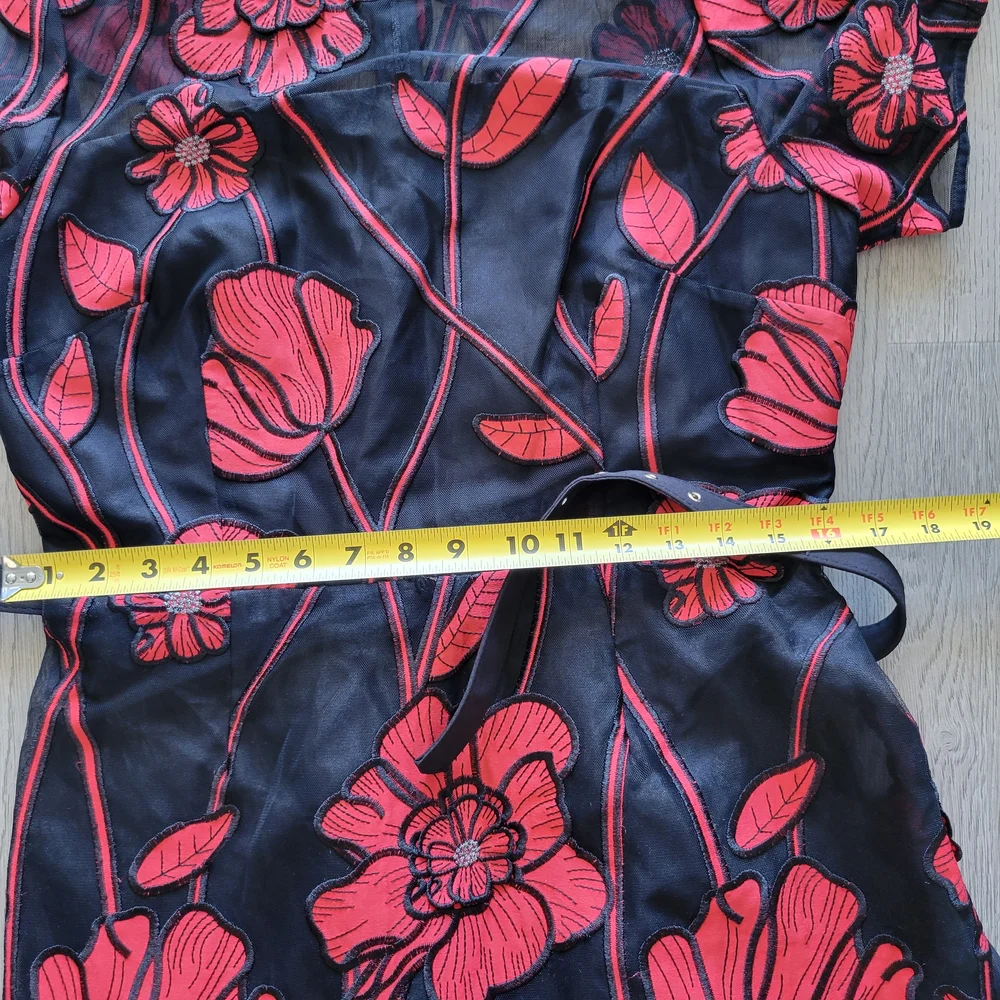 Milly | Dresses | Nwt Milly Revolve Rosie Black Red Floral Flared ...